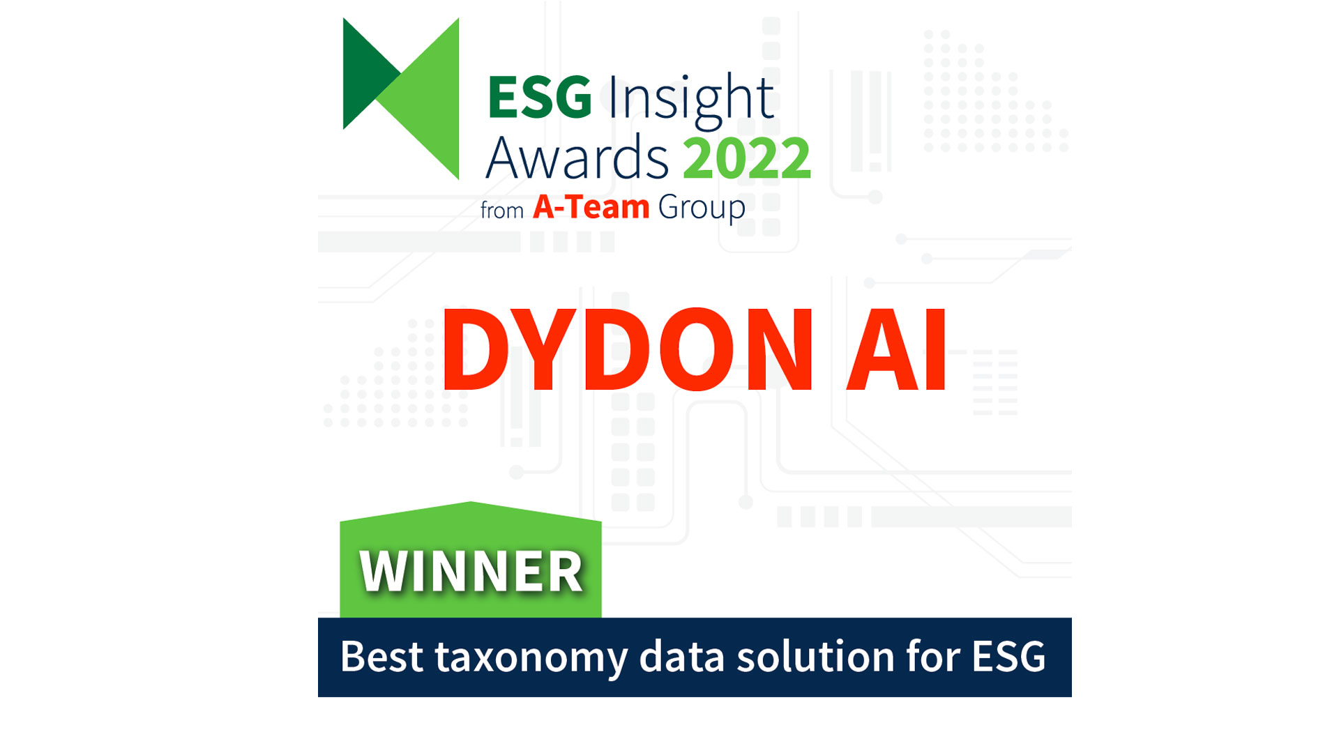 Dydon AI wins the "Best taxonomy data solution for ESG" award | Dydon AI